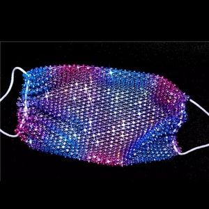 Accessories | Pink Crystal Fancy Net Face Mask New | Poshmark